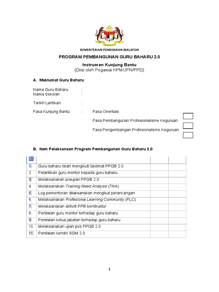 Instrumen Kunjung Bantu PPGB 2.0 | PDF