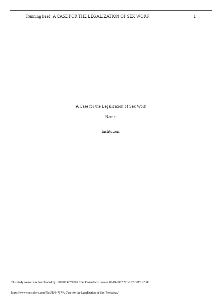 A Case For The Legalization Of Sex Work Pdf Prostitution Misconduct 8132