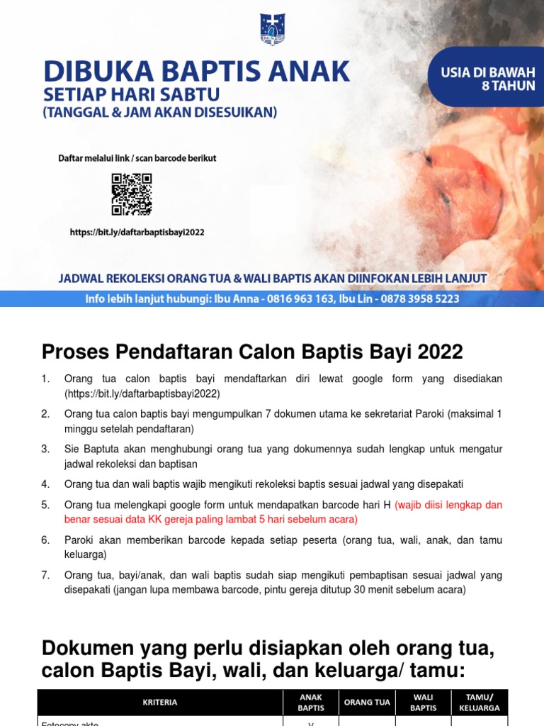 Panduan Baptis Bayi 2022 | PDF