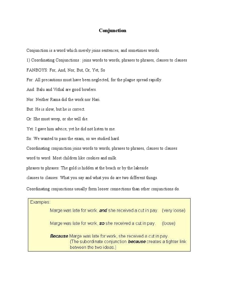 English Conjunctions | PDF