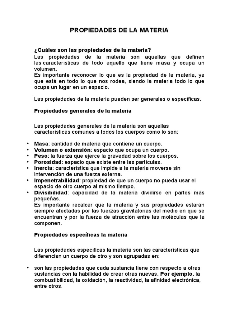 Propiedades de La Materia | PDF