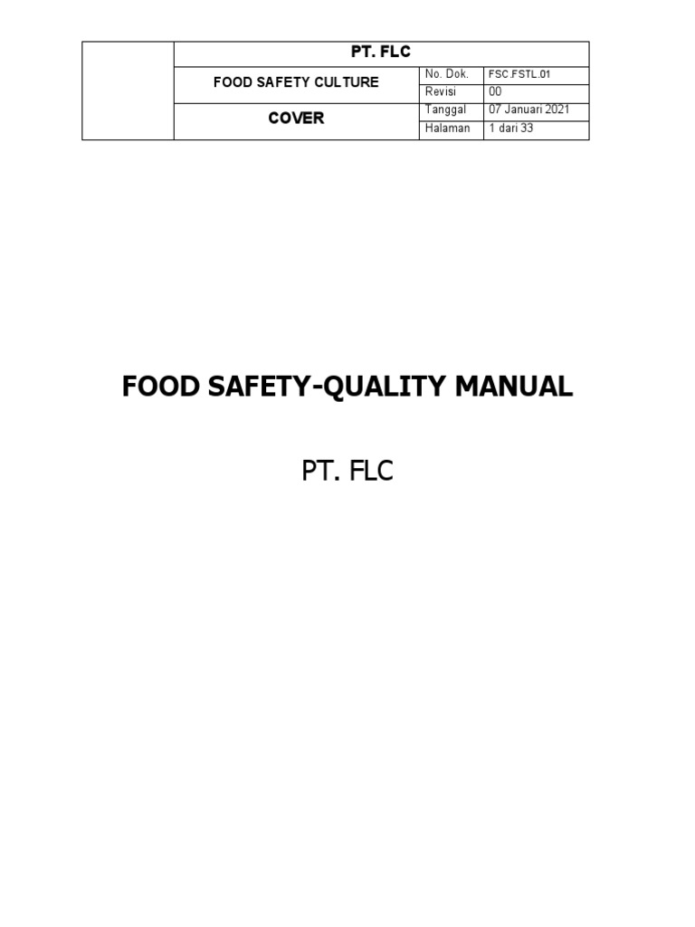Manual Food Safety Culture | PDF