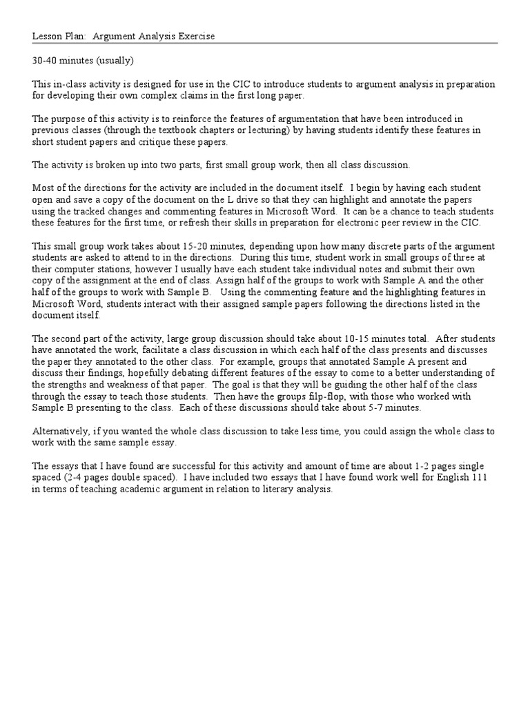 Activity Identifying Claims & Analyzing Arguments in Literary Analysis ...