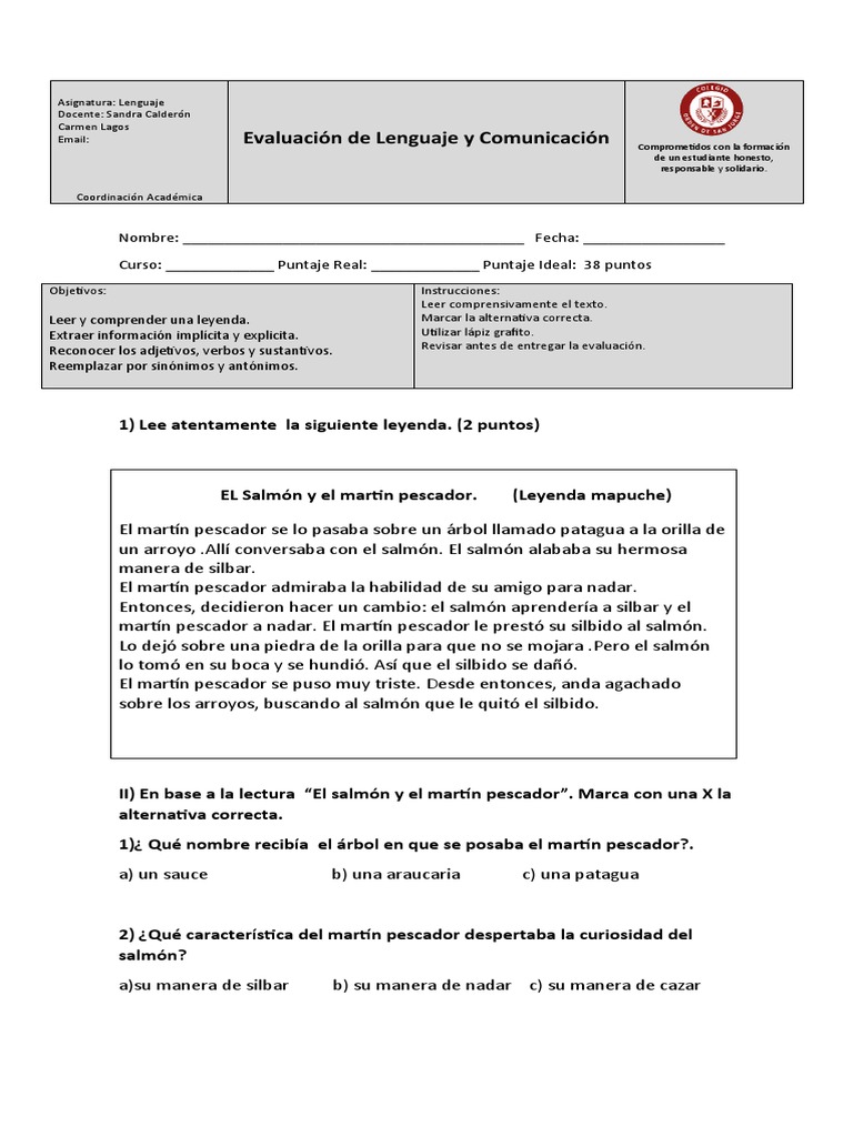 Ev. Coef. 1 Lenguaje Comprens. Lectora | PDF | Lingüística