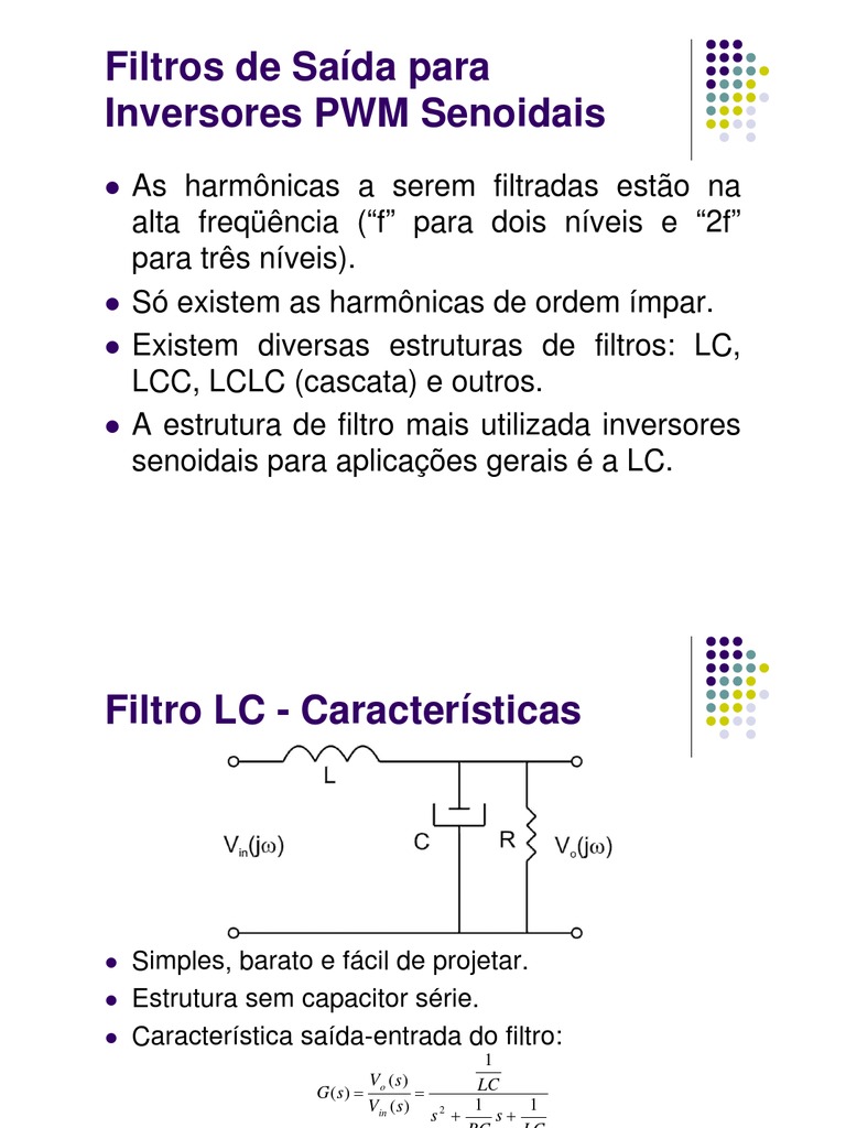 04.1 Projeto de Filtros LC de Inversores PWM | PDF | Engenharia Elétrica | Eletromagnetismo