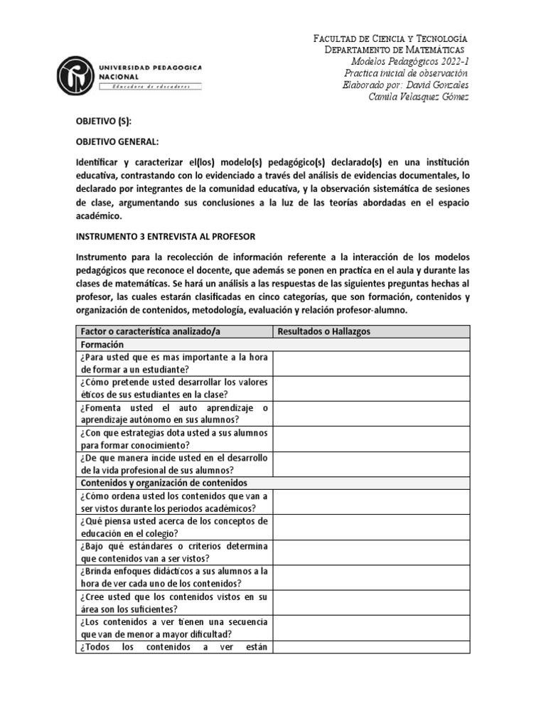 Borrador Entrevista Al Profesor | PDF | Evaluación | Maestros