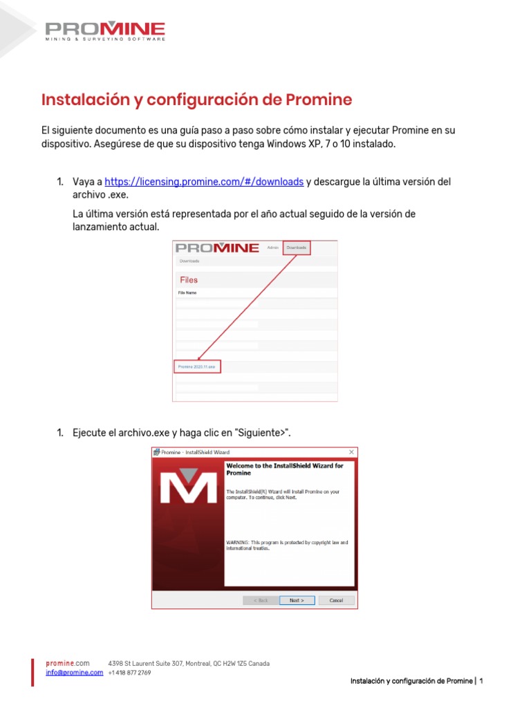 Guía de instalación de Promine | PDF | Archivo de computadora ...