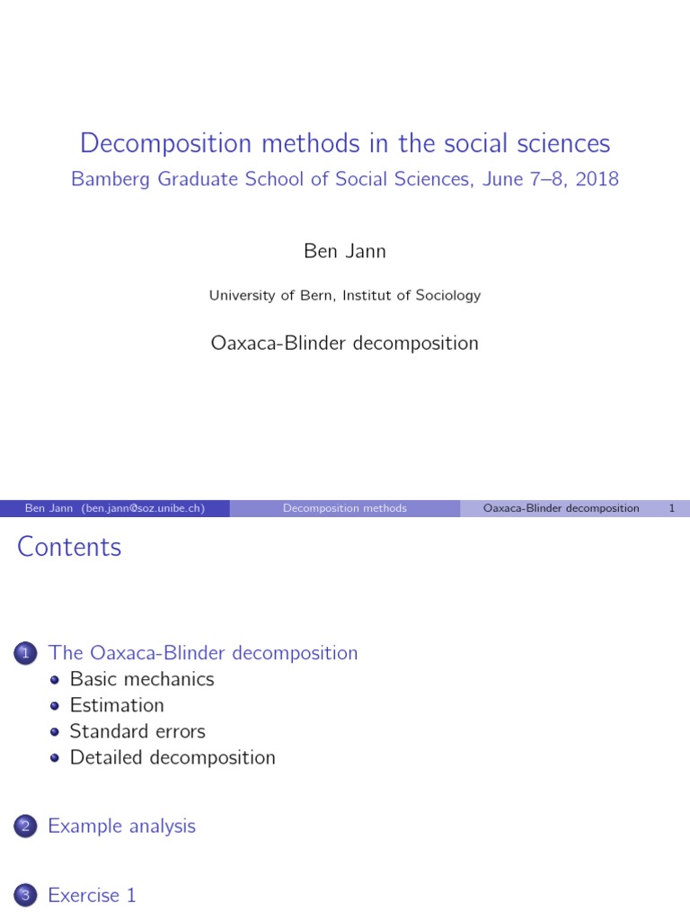 Decomposition Methods in The Social Sciences | PDF | Statistics ...