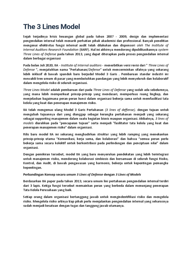 The 3 Lines Model | PDF