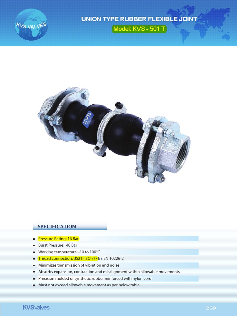 501t-Union Type Rubber Flexible Joint | PDF | Manufactured Goods ...
