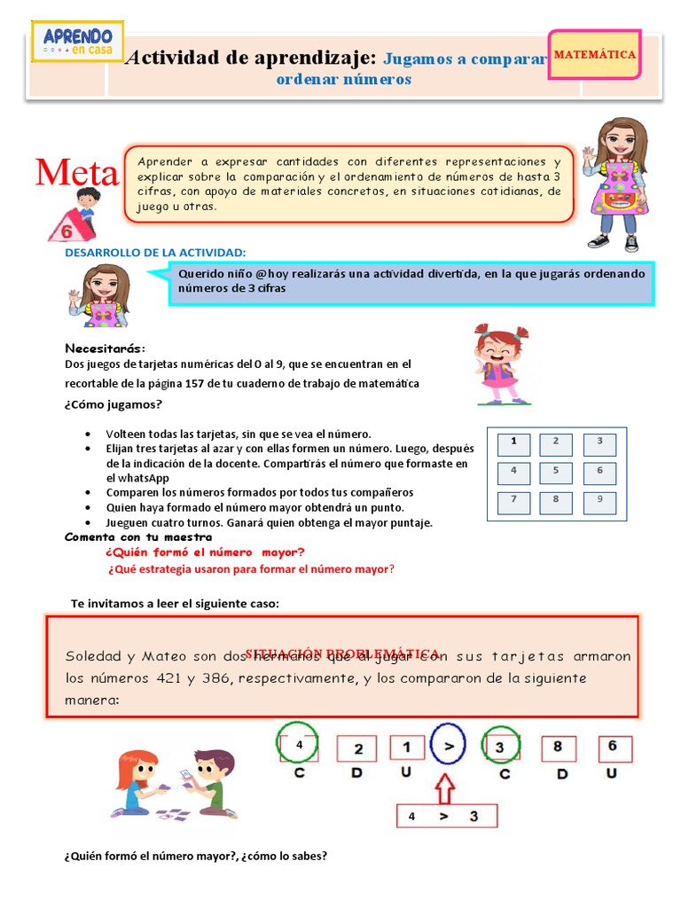 Sesion de Matematica Comparacion de Numeros | PDF | Cognición | Aprendizaje