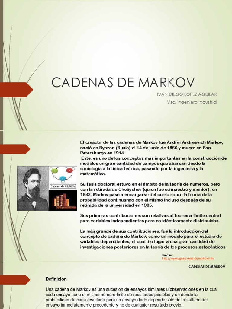 Cadenas de Markov | Descargar gratis PDF | Cadena Markov | Teoría