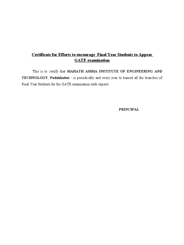 Certific Efforts To GATE Examination | PDF | Test (Assessment ...