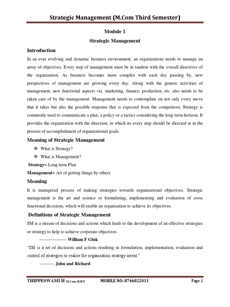 Understanding Strategic Management: A Comprehensive Overview of Key ...