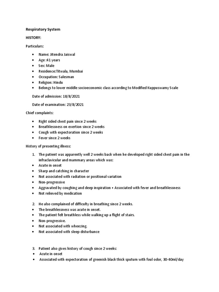 Respiratory System Case | PDF | Respiratory System | Medicine