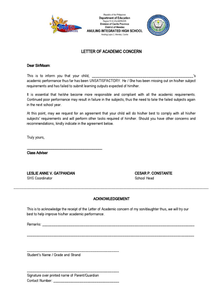 Letter of Academic Concern | PDF