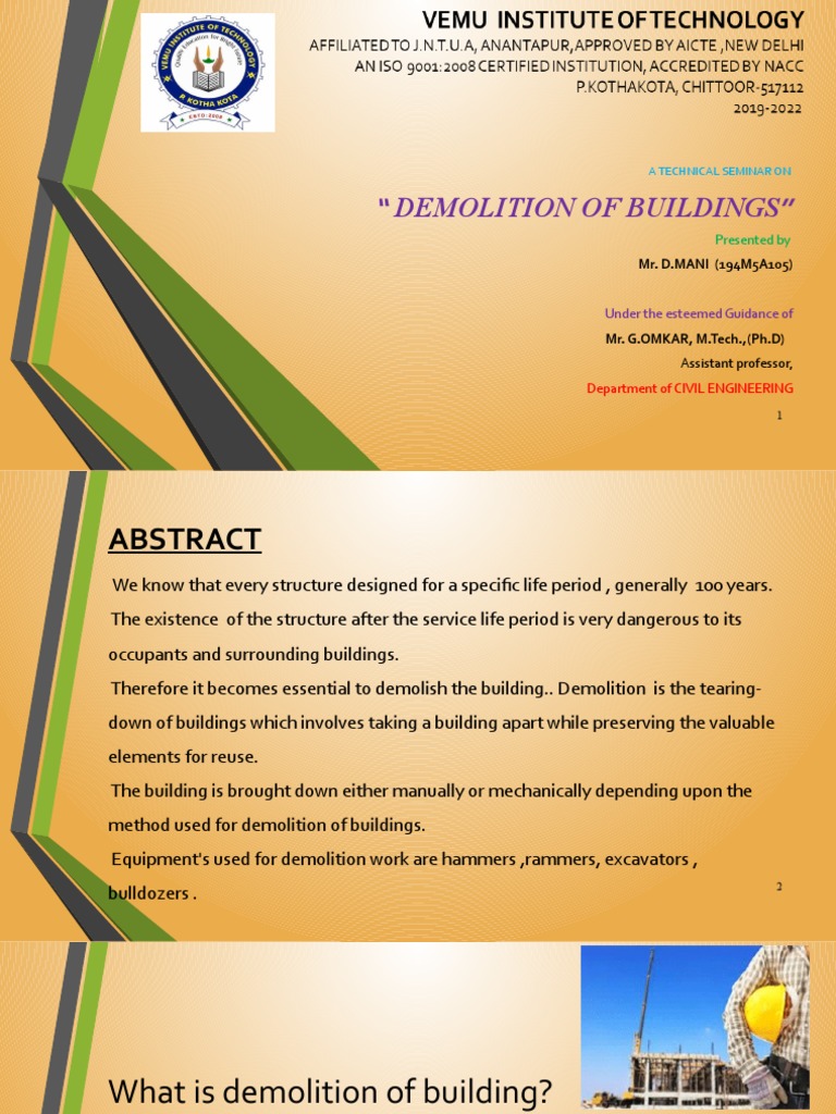 Building Demolition Techniques Overview | PDF | Demolition | Economic ...