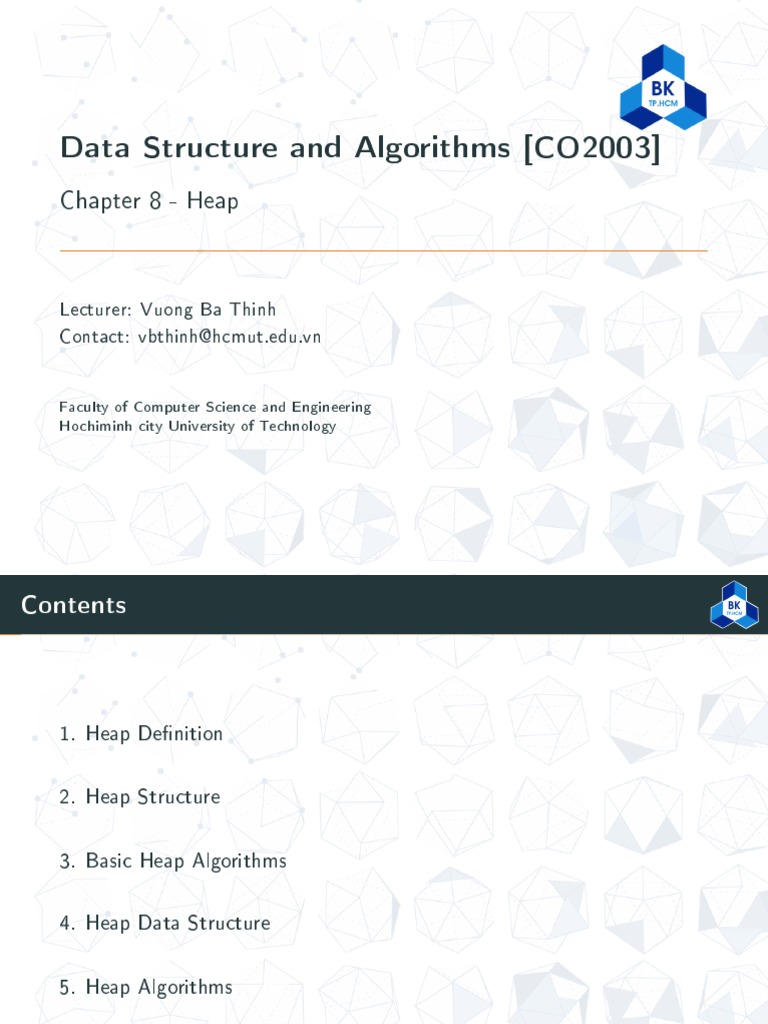 Data Structure and Algorithms (CO2003) : Chapter 8 - Heap | PDF | Computing | Mathematical Logic