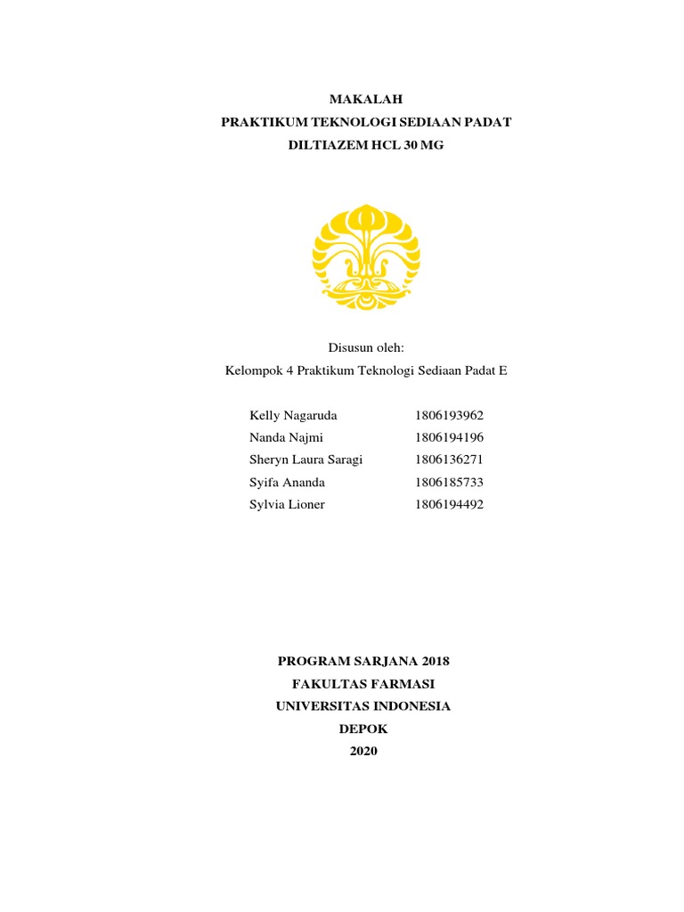 Kelas E - Kel4 - Diltiazem HCL - Evaluator Pak Iskandar | PDF