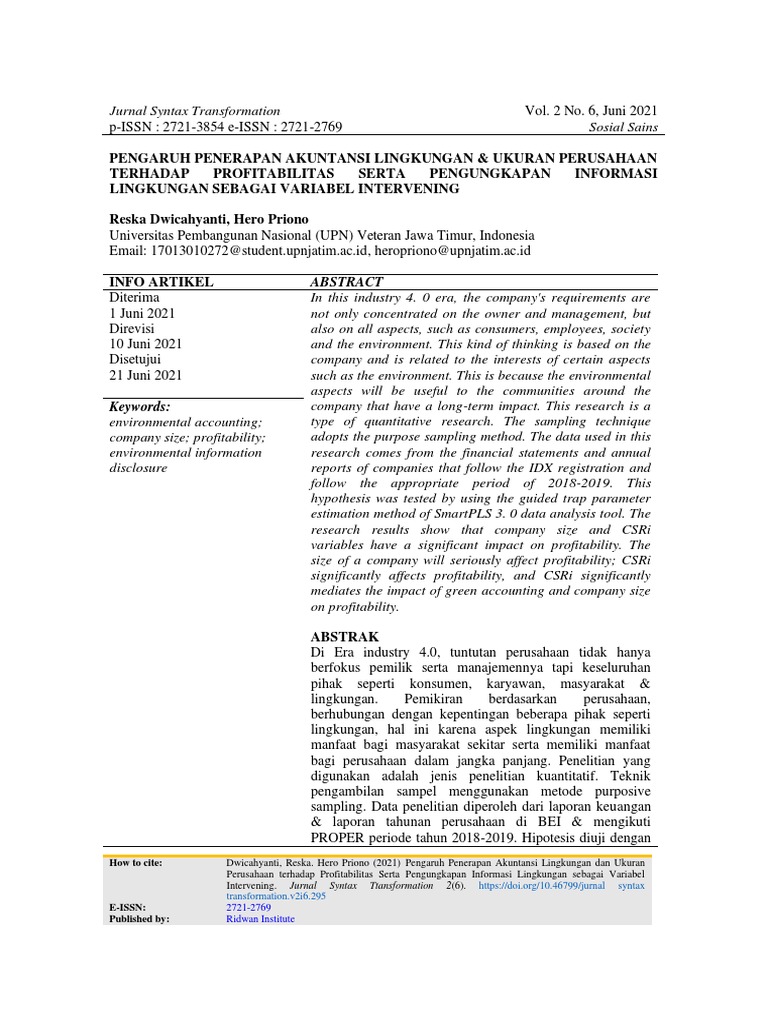 295-Article Text-2269-1-10-20210624 | PDF | Corporate Social ...