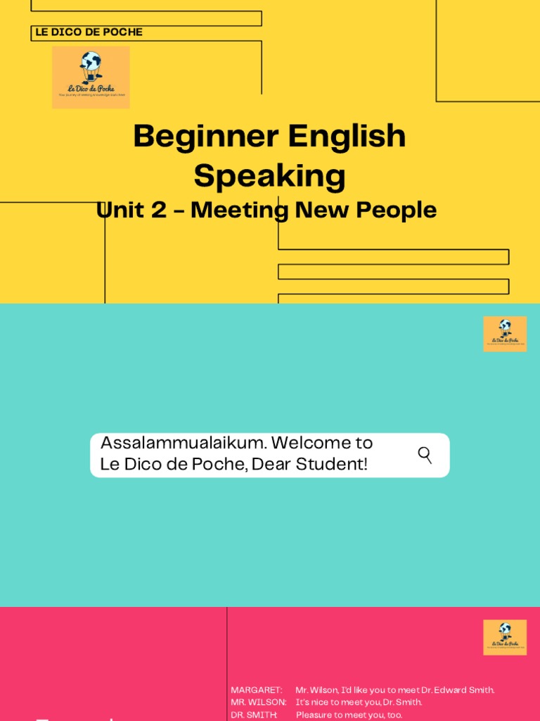 Speaking Beginner - Meeting With New People | PDF | Linguistics