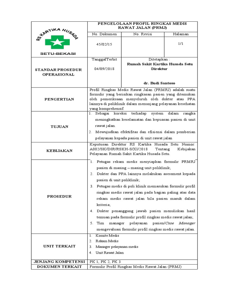 Pengelolaan Profil Ringkas Medis Rawat Jalan (PRMJ) | PDF