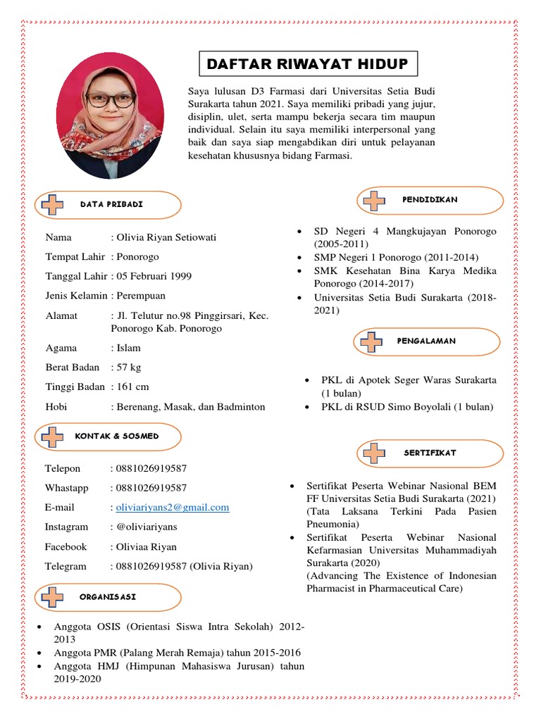 CV - Olivia Riyan Setiowati | PDF | Kesehatan Holistik