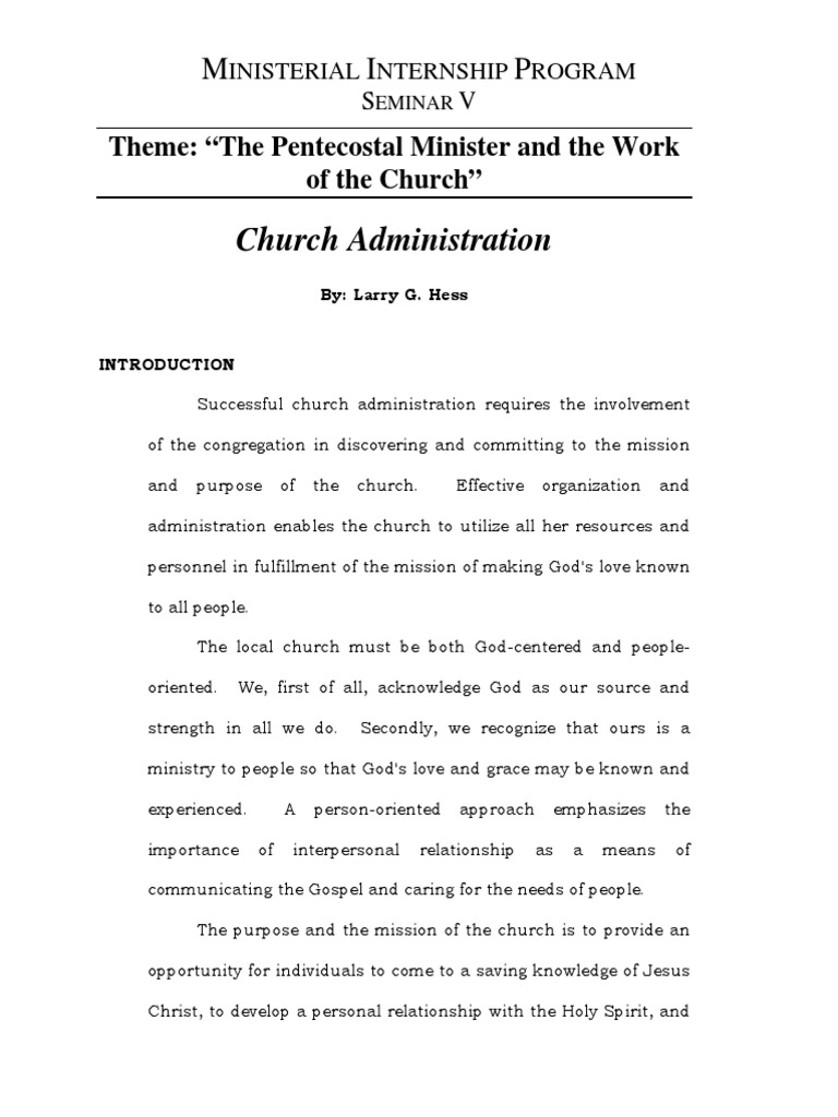 Church Administration | PDF | Jesus | Leadership