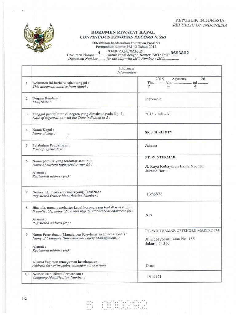 Continuous Synopsis Record (CSR) | PDF