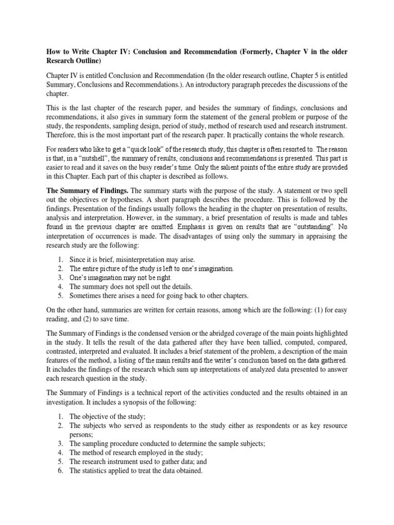 How To Write Chapter IV - Conclusion and Recommendation | PDF | Inference | Logical Consequence