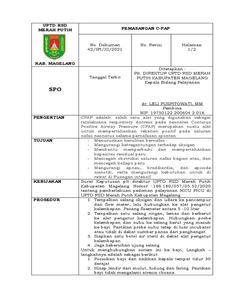 Spo Pemasangan Cpap | PDF