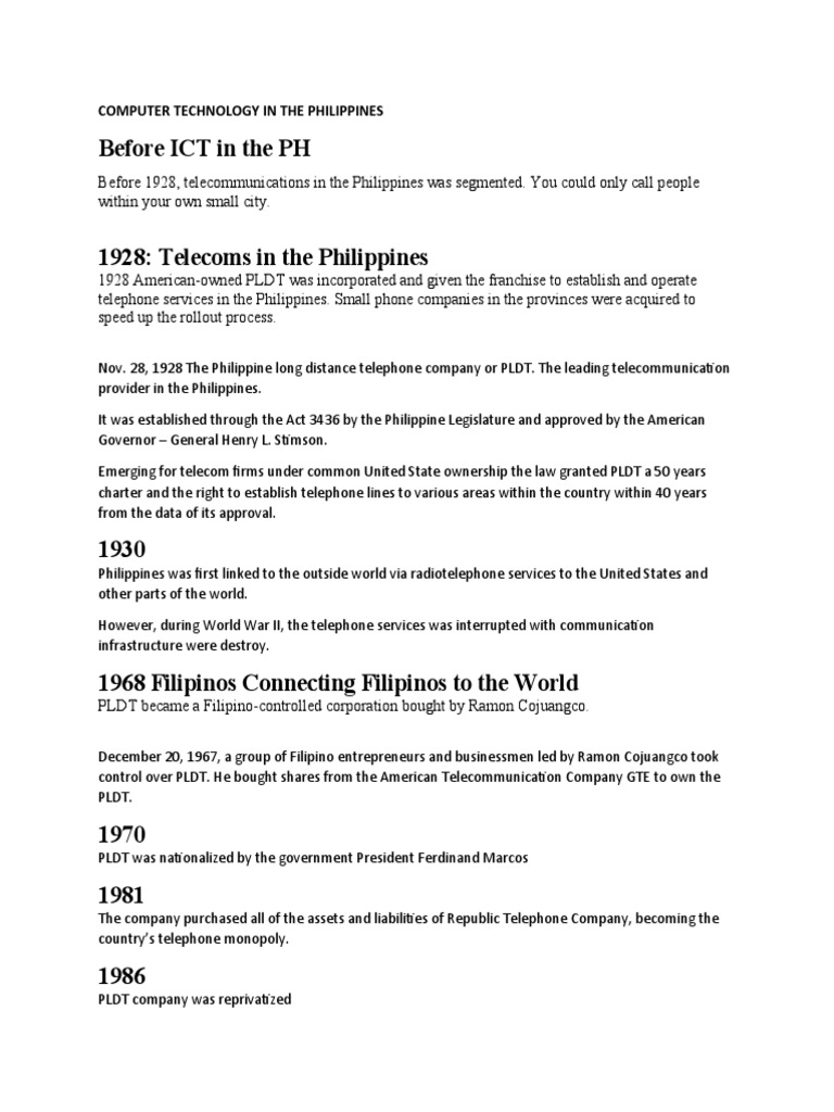 History of Internet in the Philippines | PDF | Communication ...
