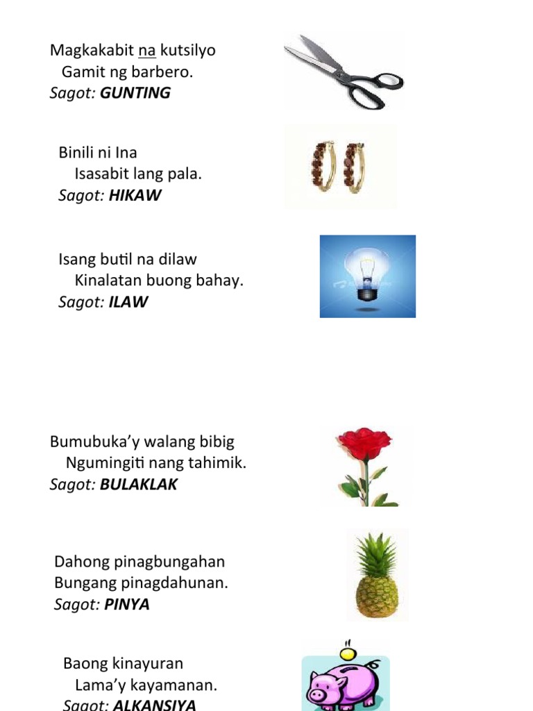 Bugtong With Pic | PDF