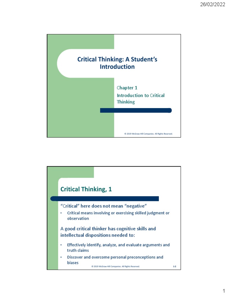 Chapter 1 | PDF | Critical Thinking | Argument
