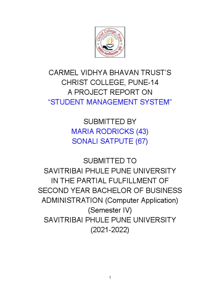 Student Management Project Documentation | PDF | Cognition
