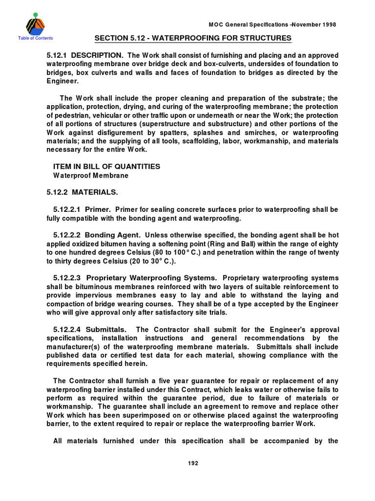 Part 5 - 5.12 Waterproofing | PDF | Asphalt | Concrete