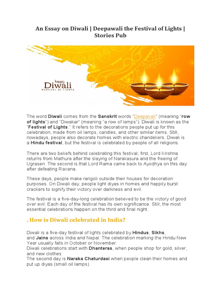 An Essay On Diwali - Deepawali The Festival of Lights - Stories Pub ...