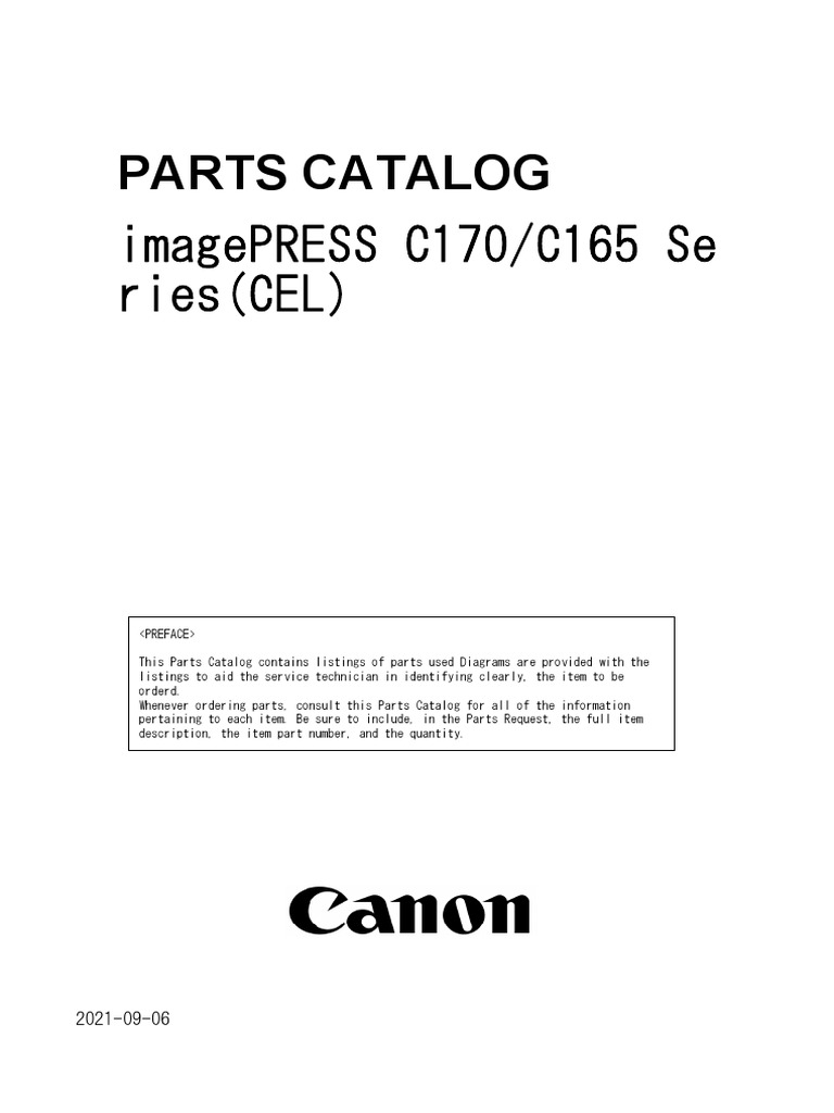 Imagepress C170 C165 Series Partscatalog E Eur Pdf
