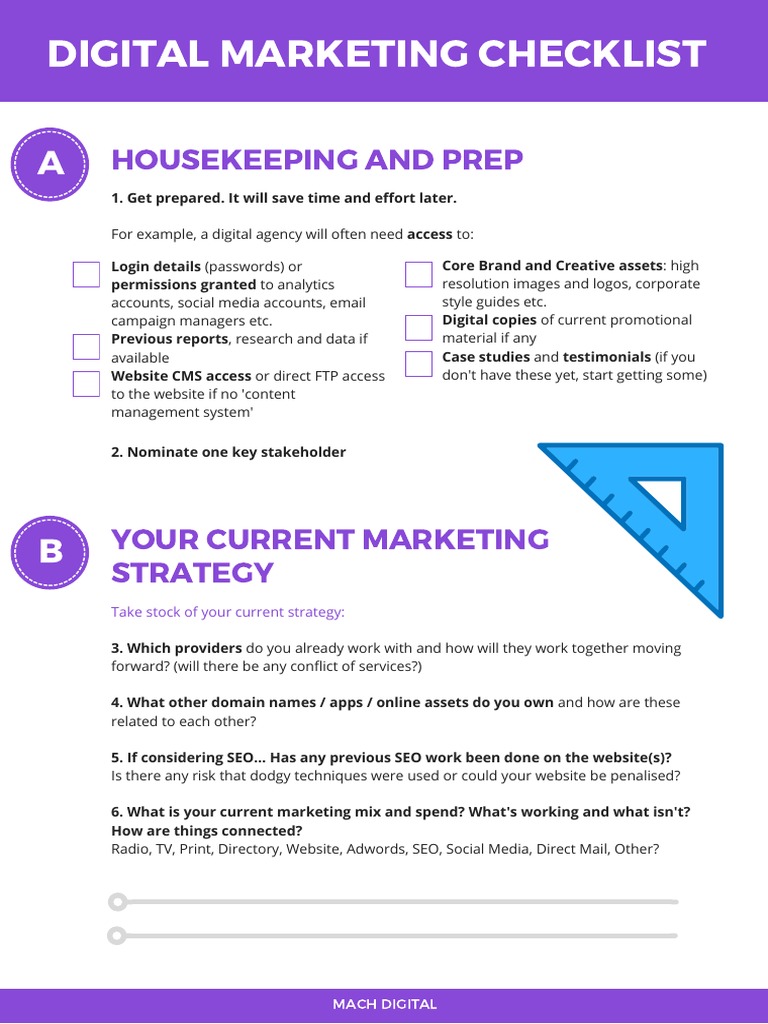 Digital Marketing Checklist: Housekeeping and Prep | PDF | Digital ...