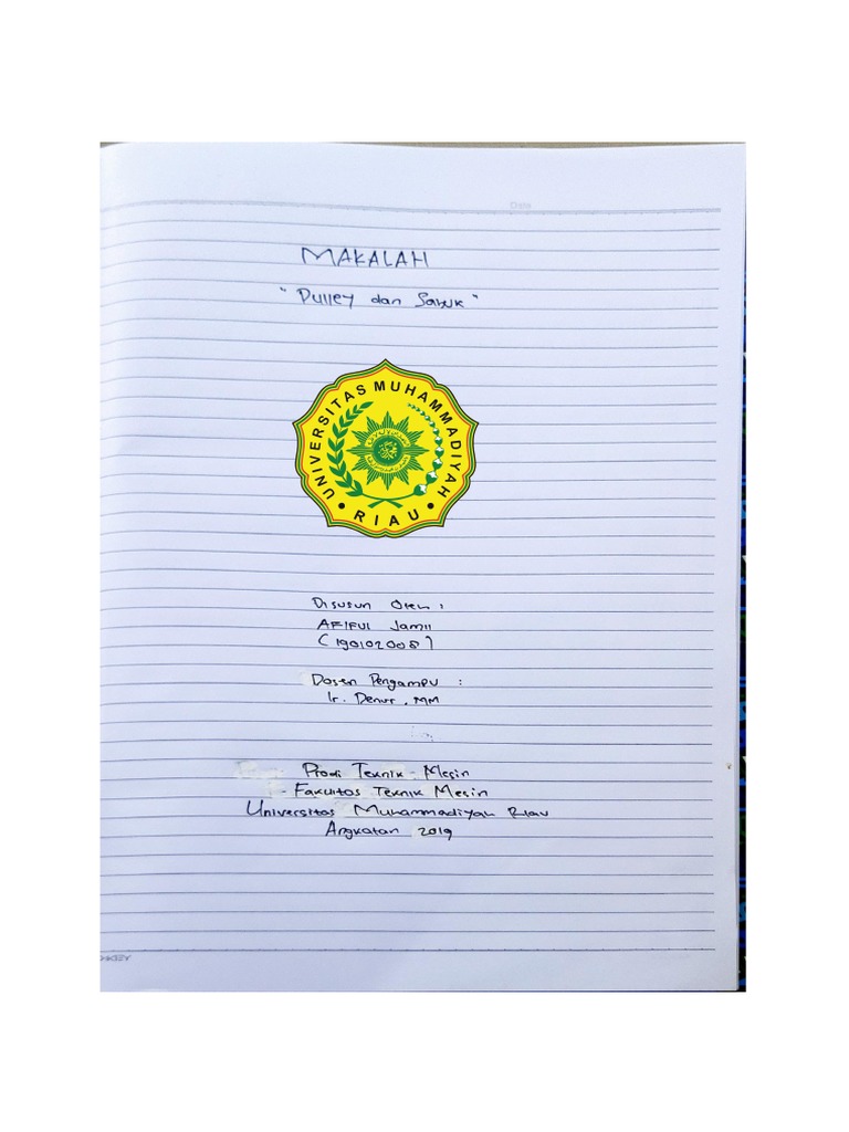 Makalah Transmisi Dan Daya (Pulley Dan Sabuk) | PDF