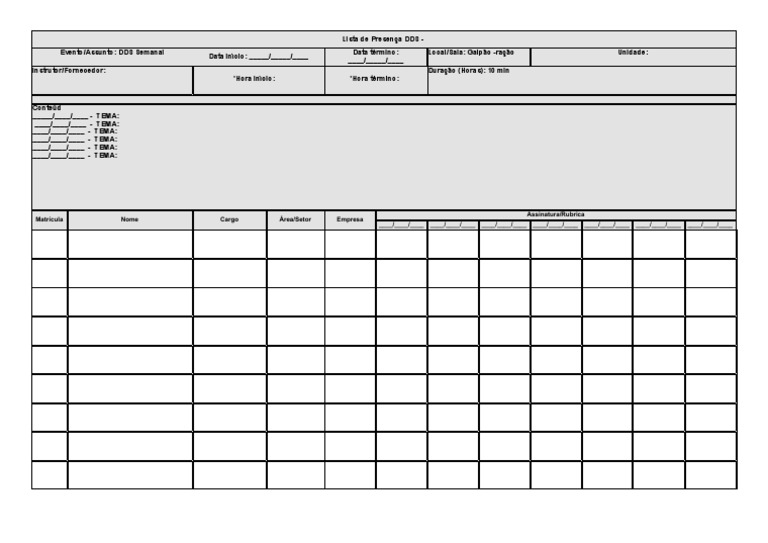 Lista de Presenca DDS SEMANAL. | PDF