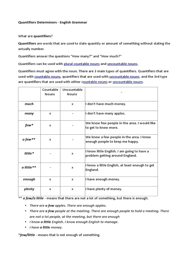 Quantifiers 1 - 1 | PDF | Noun | Linguistic Typology