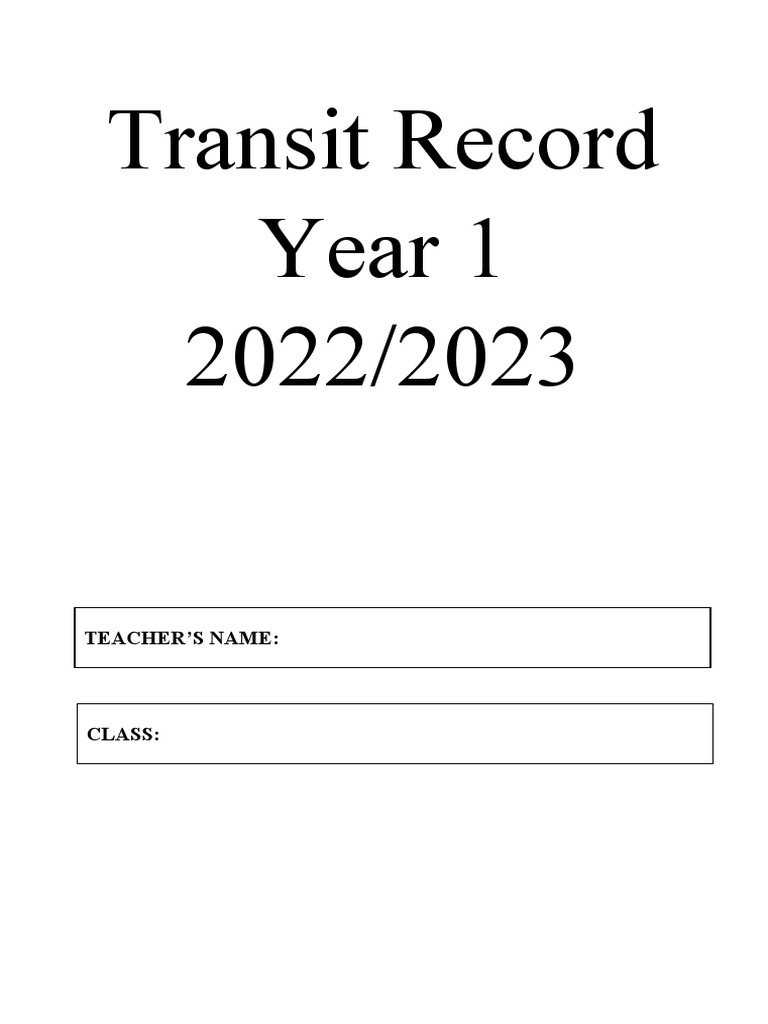 Y1 Transit Record | PDF | Phonics | Word