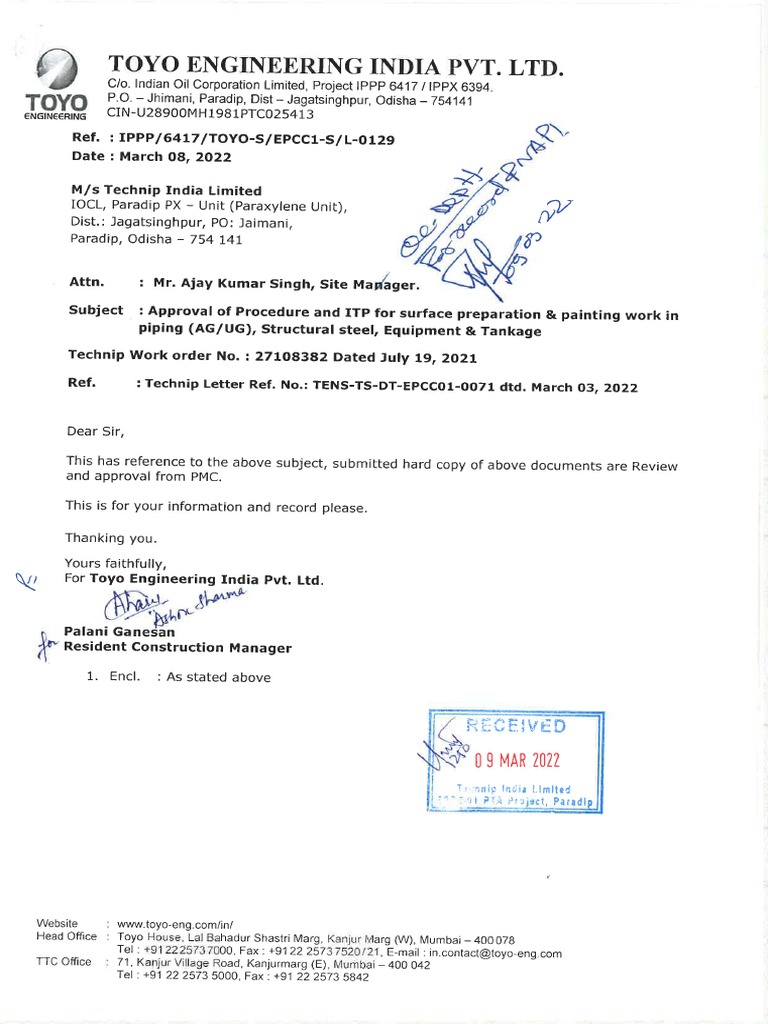 100136C-051-QCP-0000-0010 - R1 Itp For Surface Preparation & Painting ...