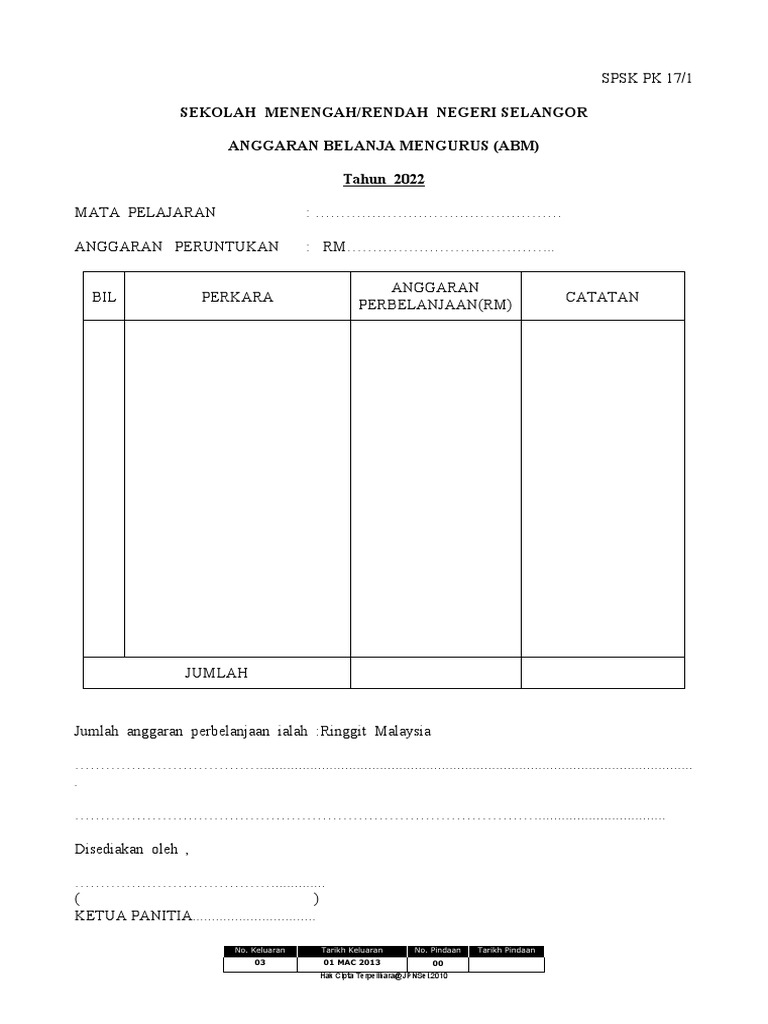 Anggaran Perbelanjaan Mengurus (Abm) 2022 | PDF