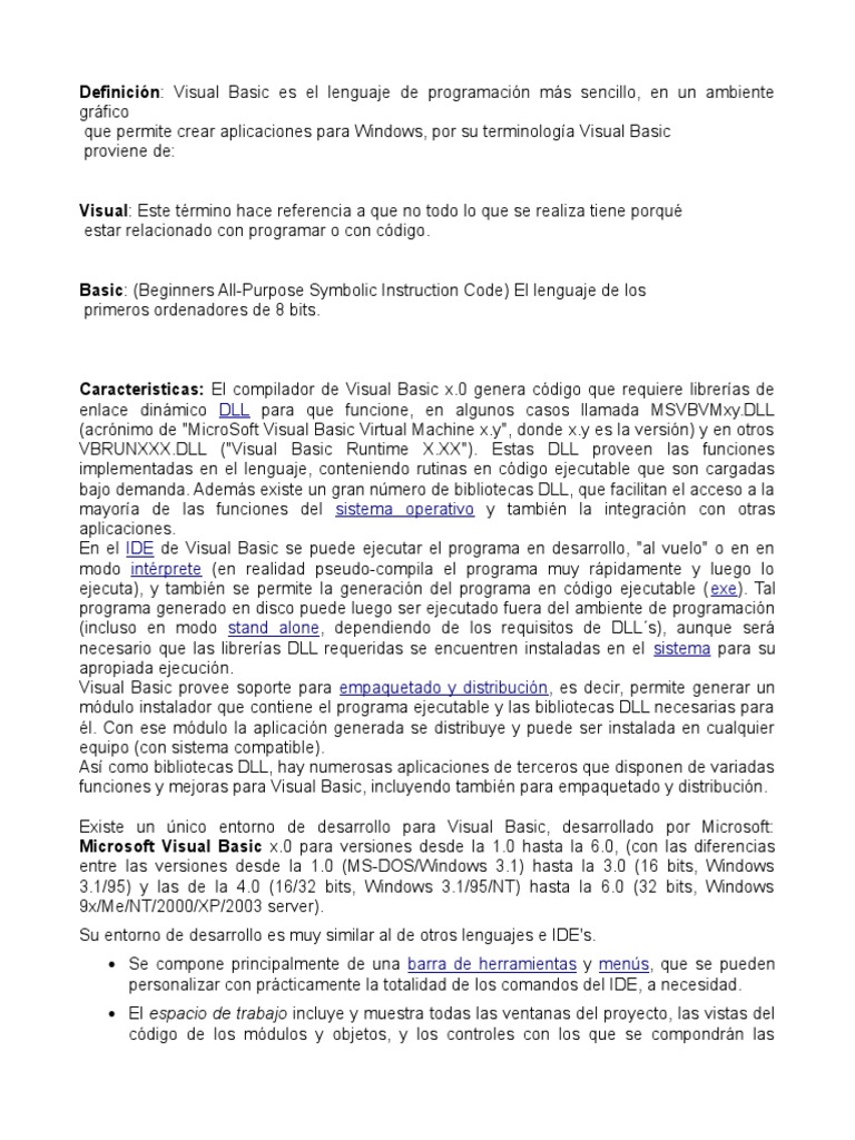 Manual Visual Basic | PDF | Básico | Desarrollo tecnológico