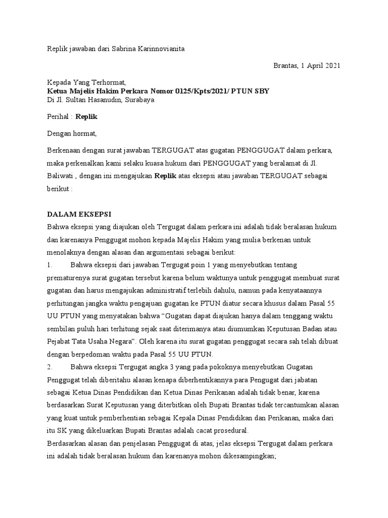 Replik, Duplik | PDF