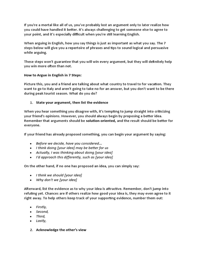 How To Argue in English | Download Free PDF | Argument | Evidence