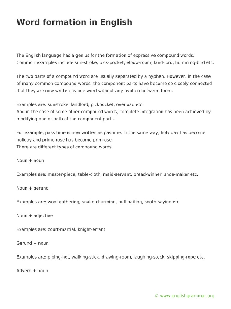 Understanding English Compound Words | PDF