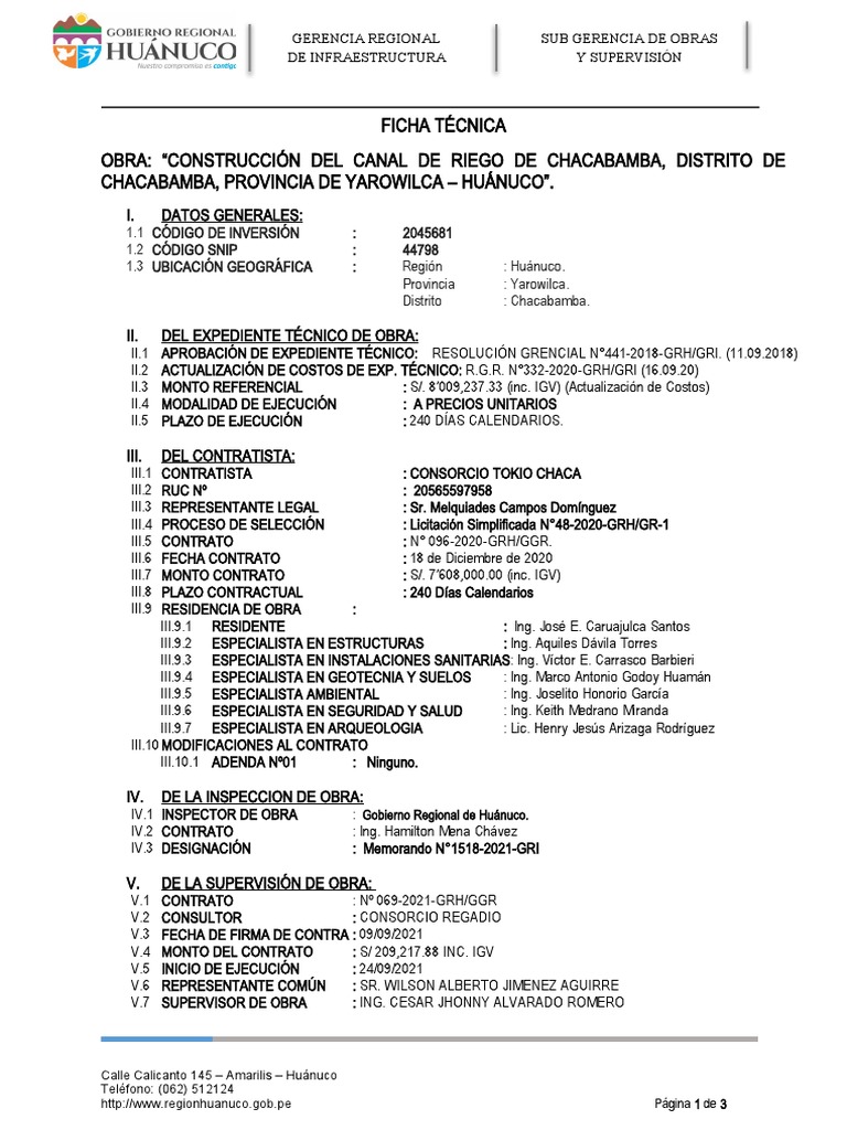 Ficha Tecnica de Chaca | PDF